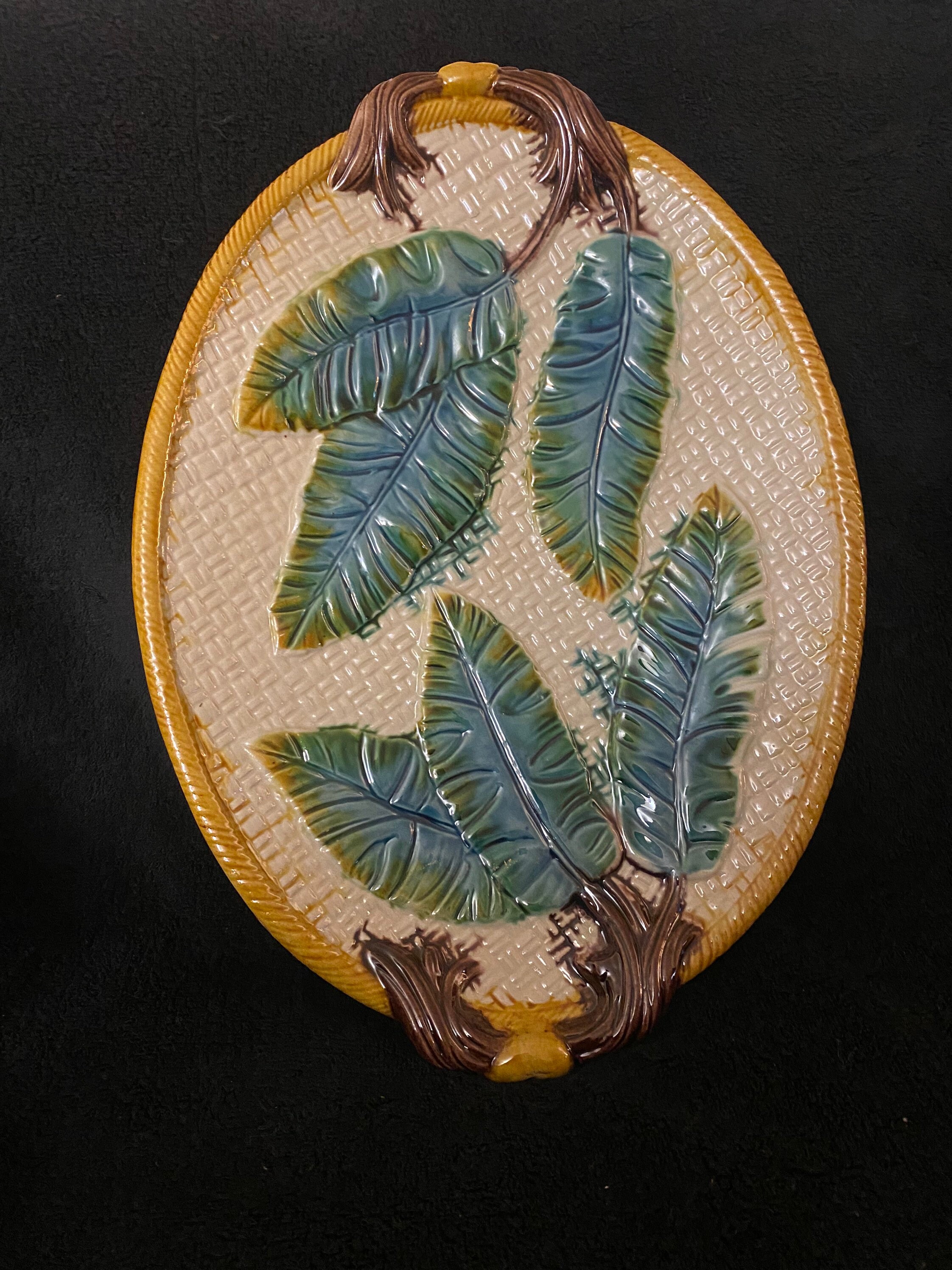 Vintage Handmade Ceramic Serving Platter W/ Leaf Design - Etsy