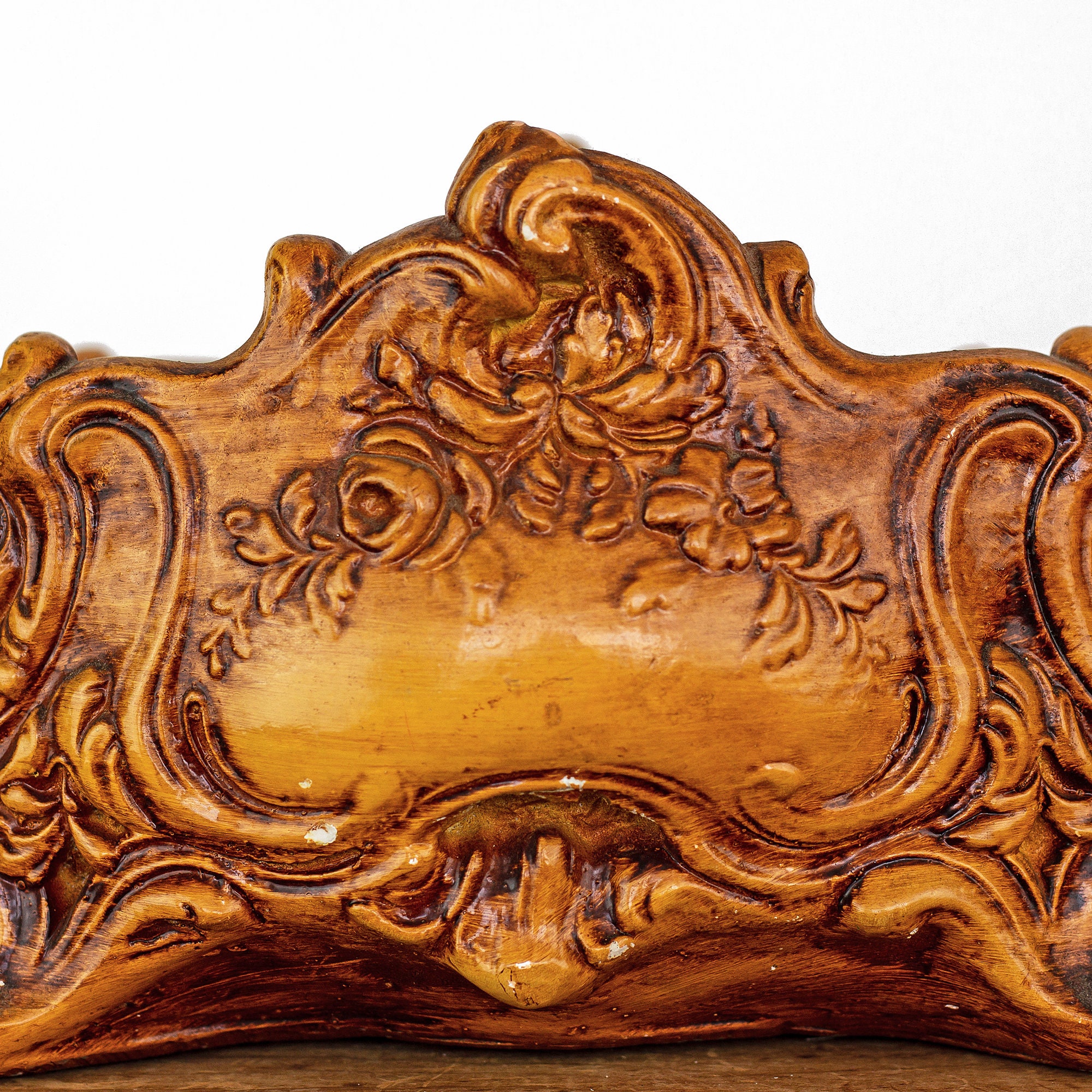 ANTIQUE 19th Century RARE Glazed Plaster French Jardiniere in Burnt ...