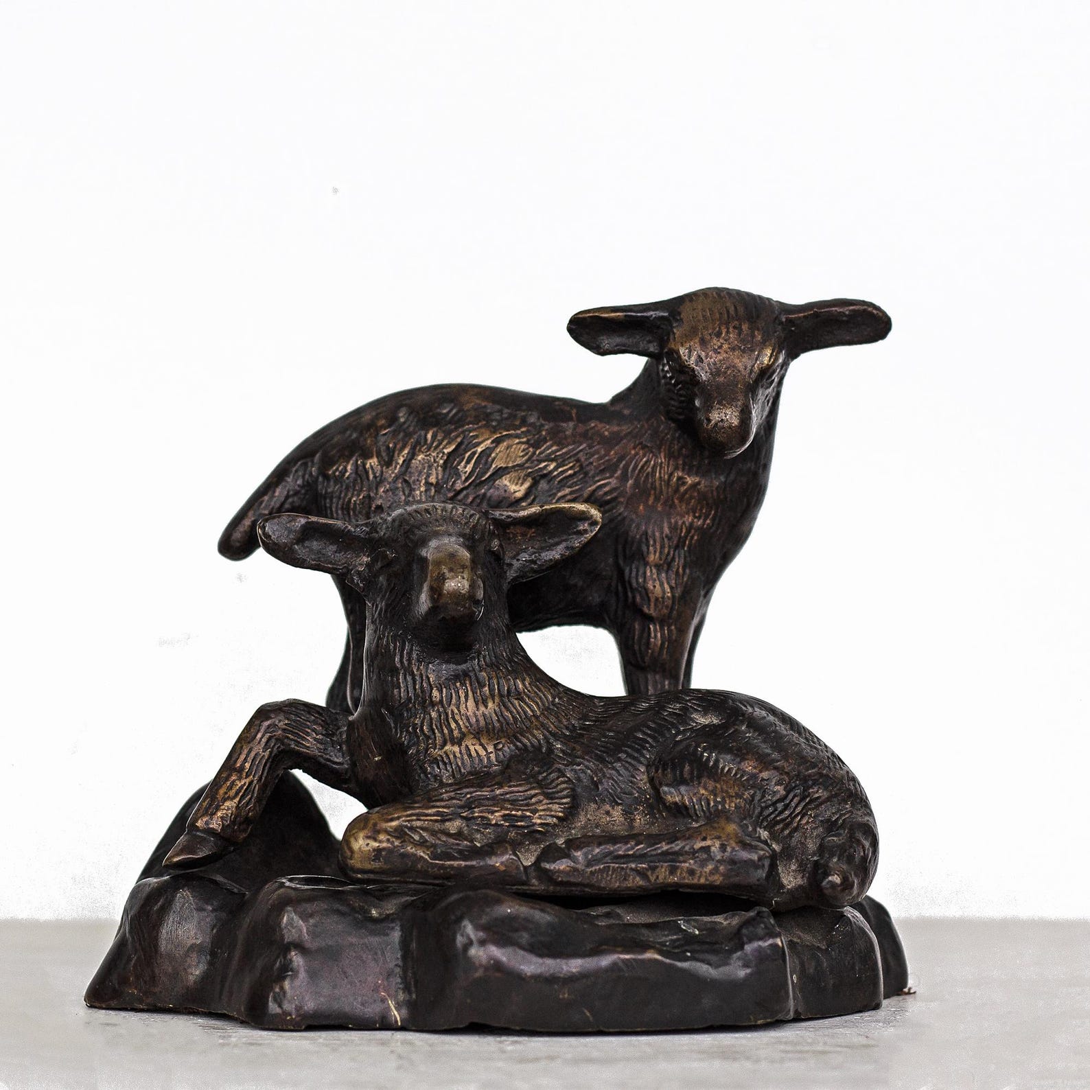 ANTIQUE Moody 1920s Bronze Lamb Sheep Sculpture Figurine With Velvet ...