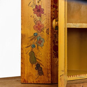 VINTAGE Rare Handmade Corner Cupboard Cabinet With Hand Painted Folk ...