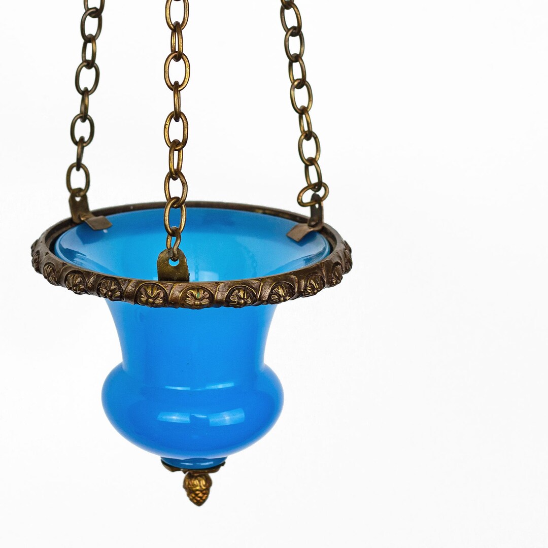 ANTIQUE - RARE Robins Egg Blue Opaline Glass 19th Century Baroque ...