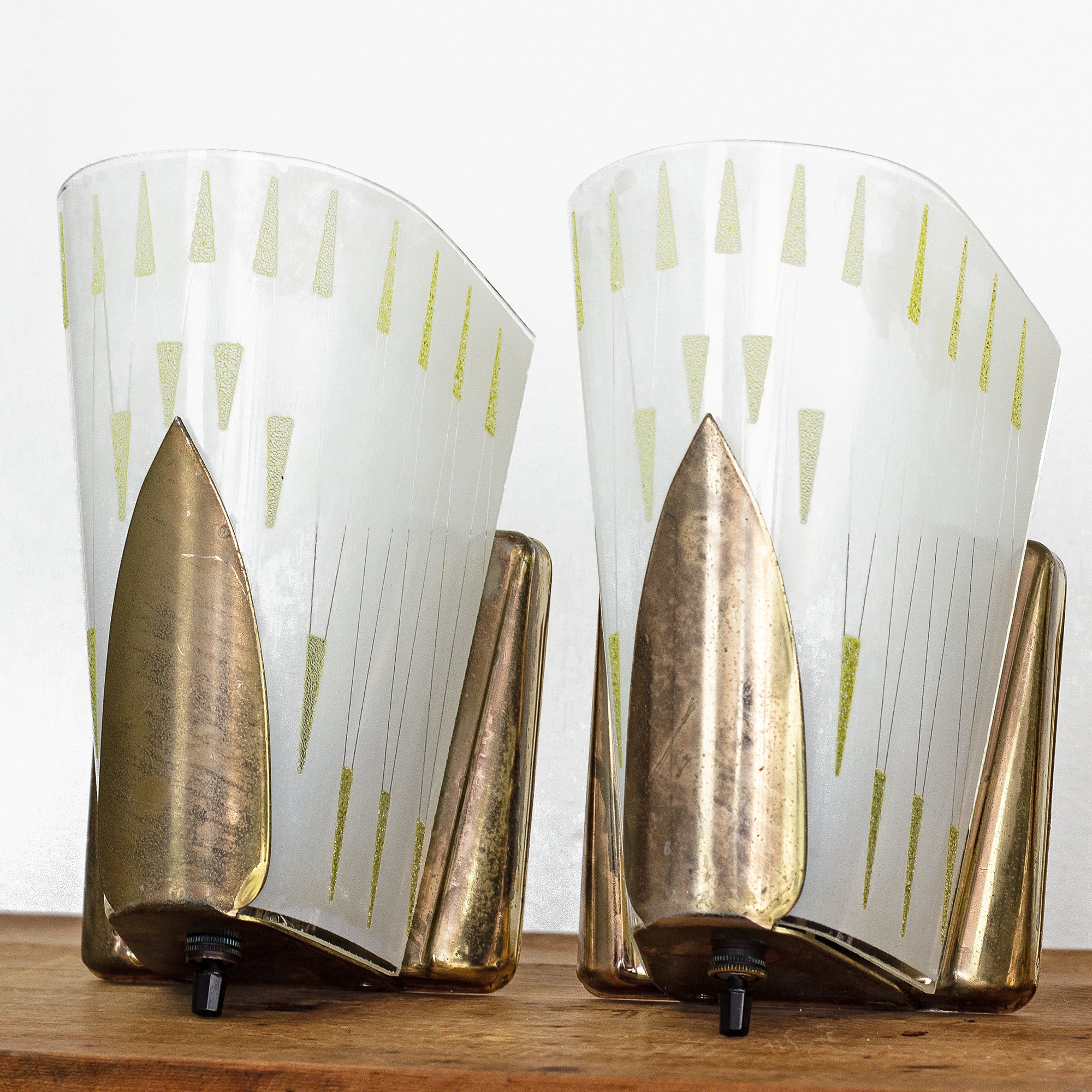 RARE Mid Century Modern Curved Slipper Glass Wall Sconces - Etsy