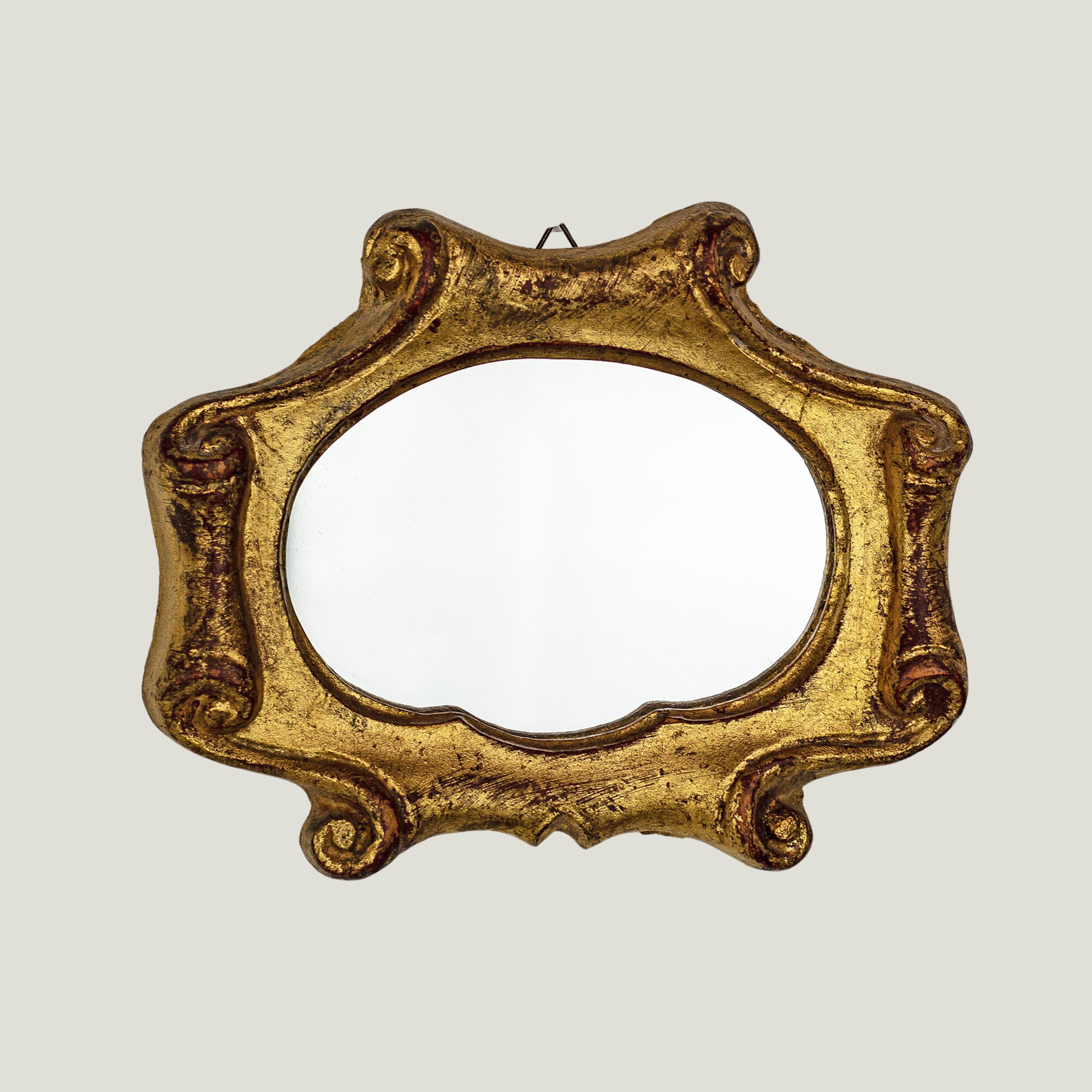 ANTIQUE 1920s Gold Handcarved ITALIAN Giltwood Florentia Framed Mirror ...