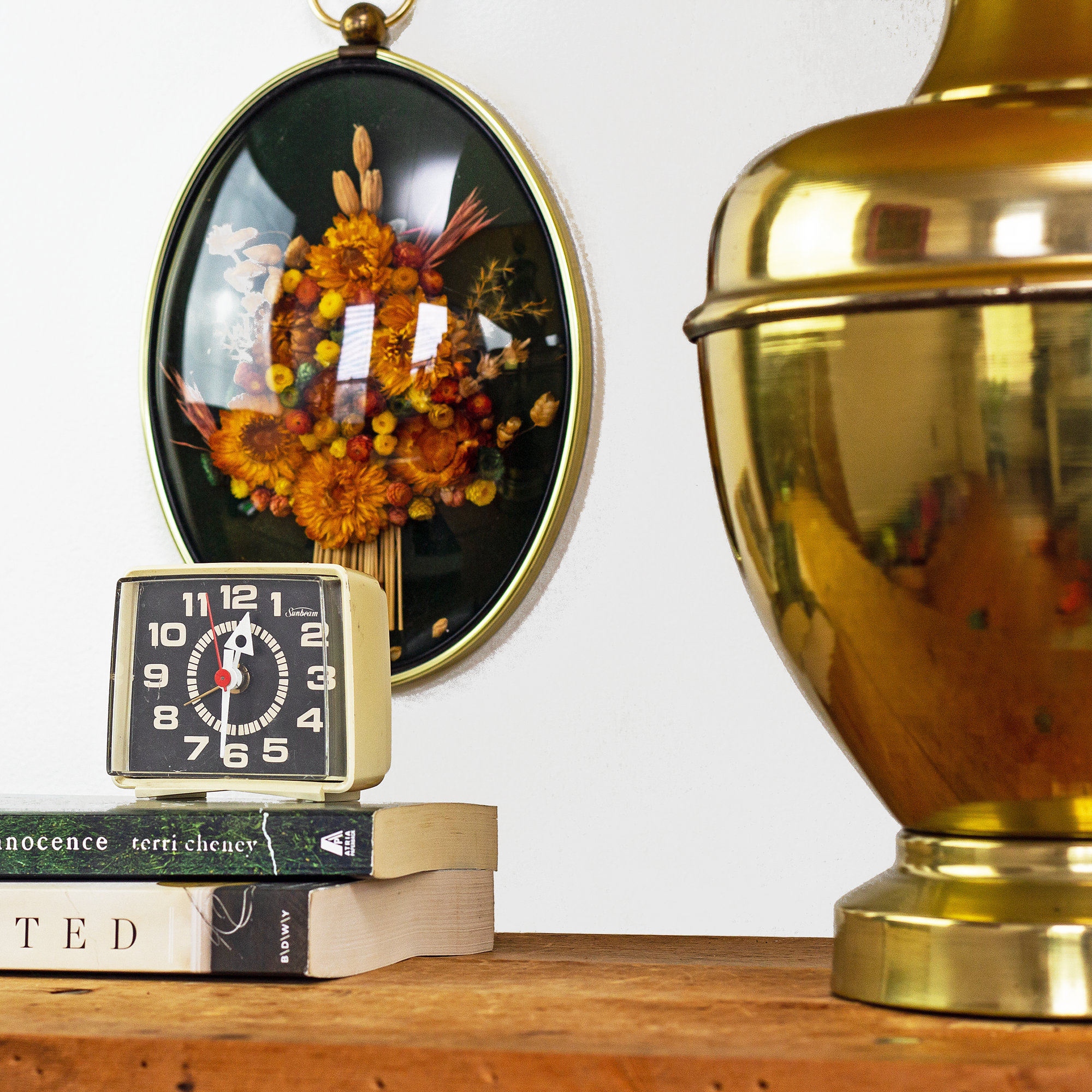 VINTAGE Brass Ginger Jar Lamp W Oversized Shade PAIR Convex Bubble ...