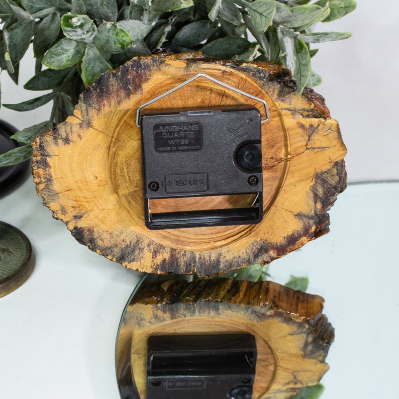 VINTAGE 1970's Handmade Live Edge Lacquered Wood Slab Wall Clock W ...