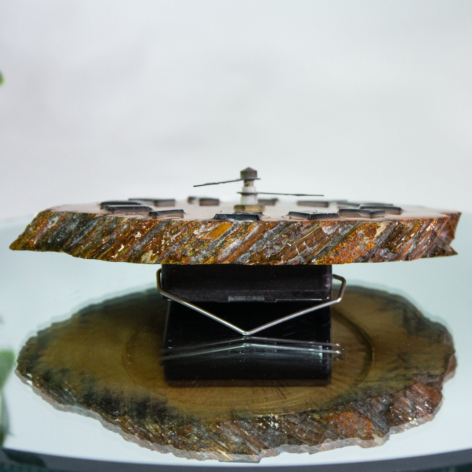 VINTAGE 1970's Handmade Live Edge Lacquered Wood Slab Wall Clock W ...