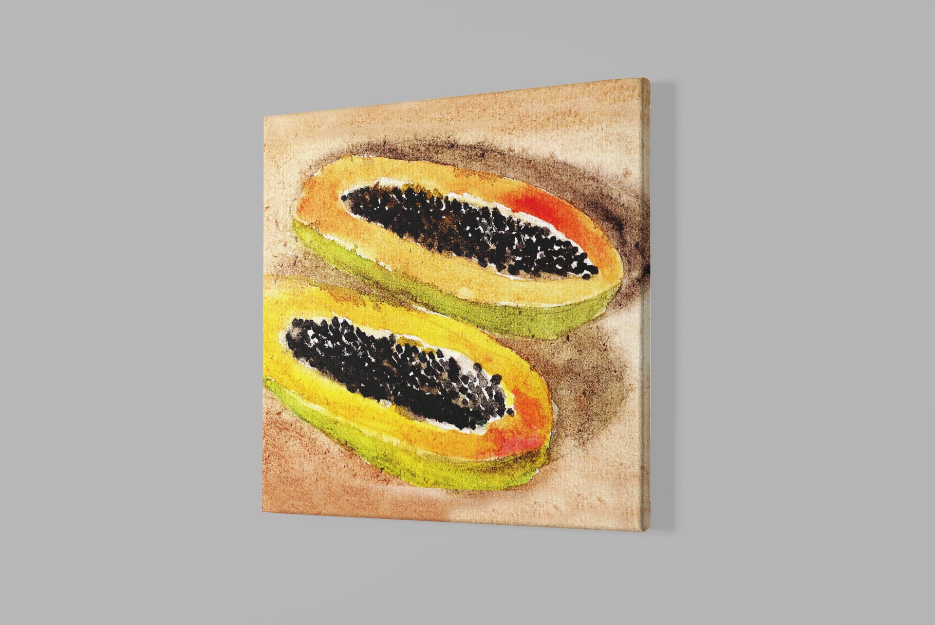 Papaya Art Print, Papaya Watercolor Art, Papaya Fruit Wall Art, Fruit ...