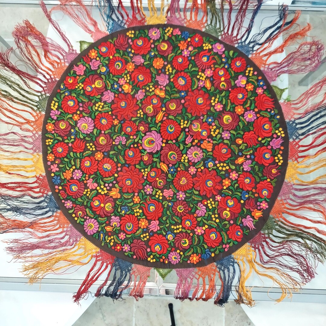 Vintage Matyo Hungarian Round Tablecloth - Etsy