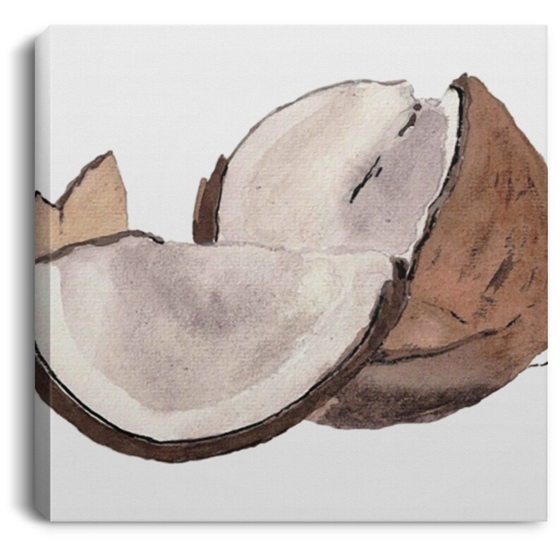 Coconut Art Print, Coconut Watercolor Art, Coconut Fruit Wall Art ...