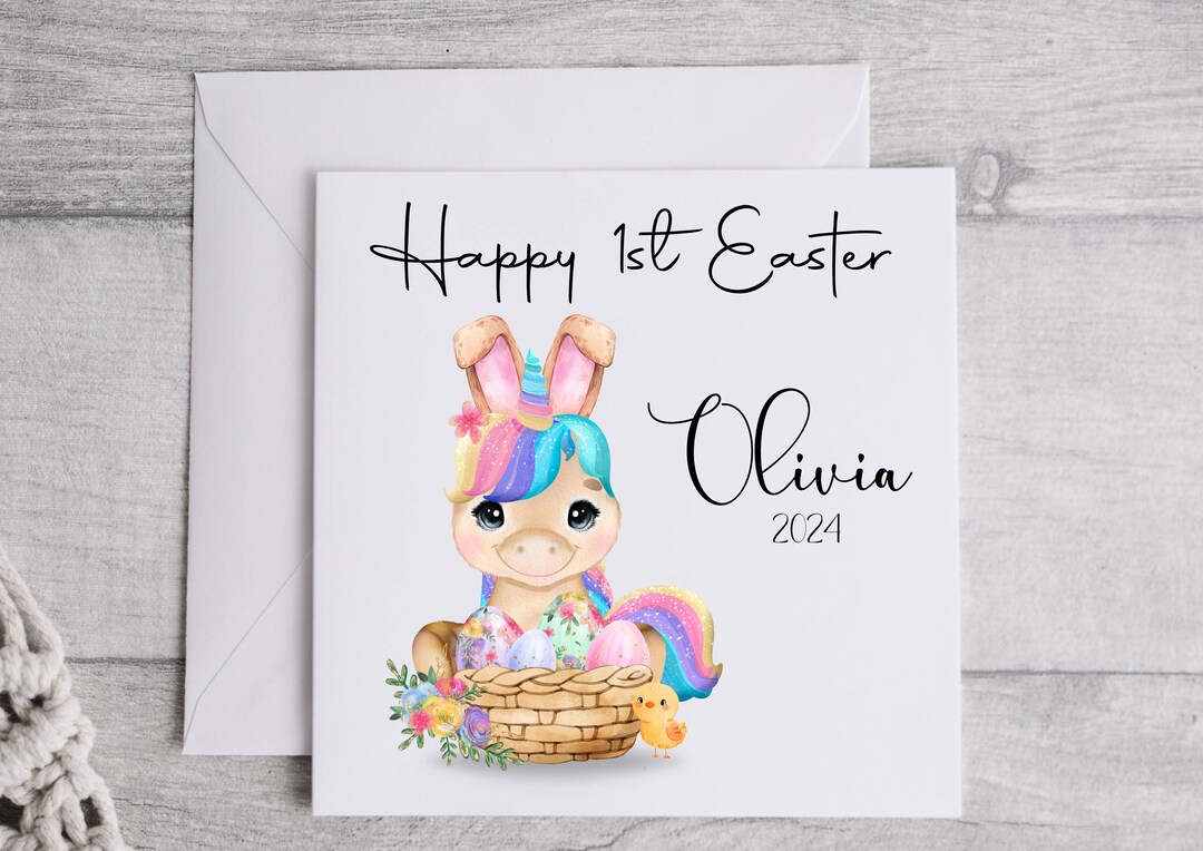 Personalised Happy 1st Easter Unicorn Card - Etsy UK