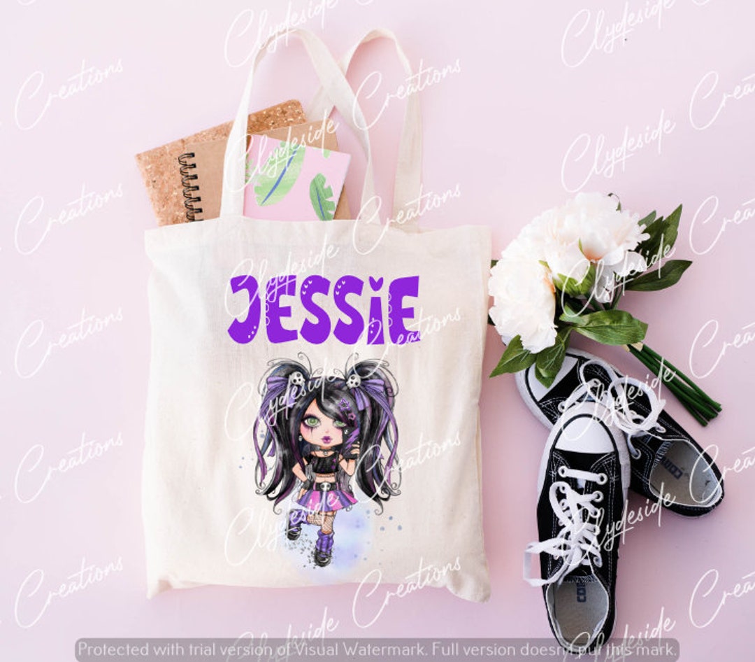 Personalised Girl Rock Chick, Emo Style Tote Bag, Overnight Bag, Dance ...