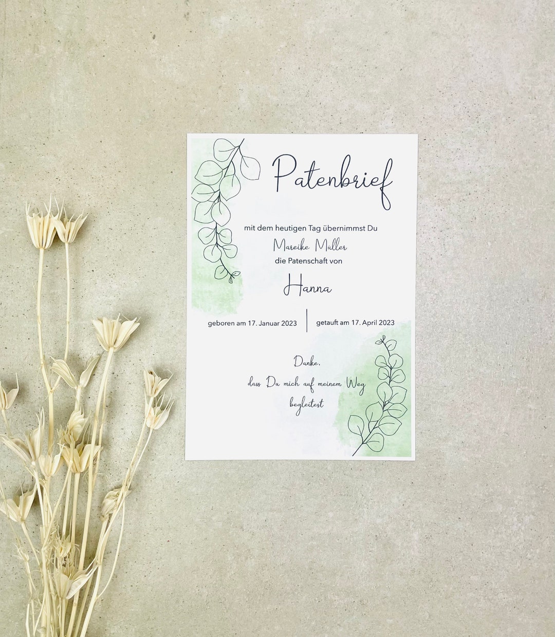 Sponsorship Letter LUCAS Eucalyptus Personalized A5 - Etsy