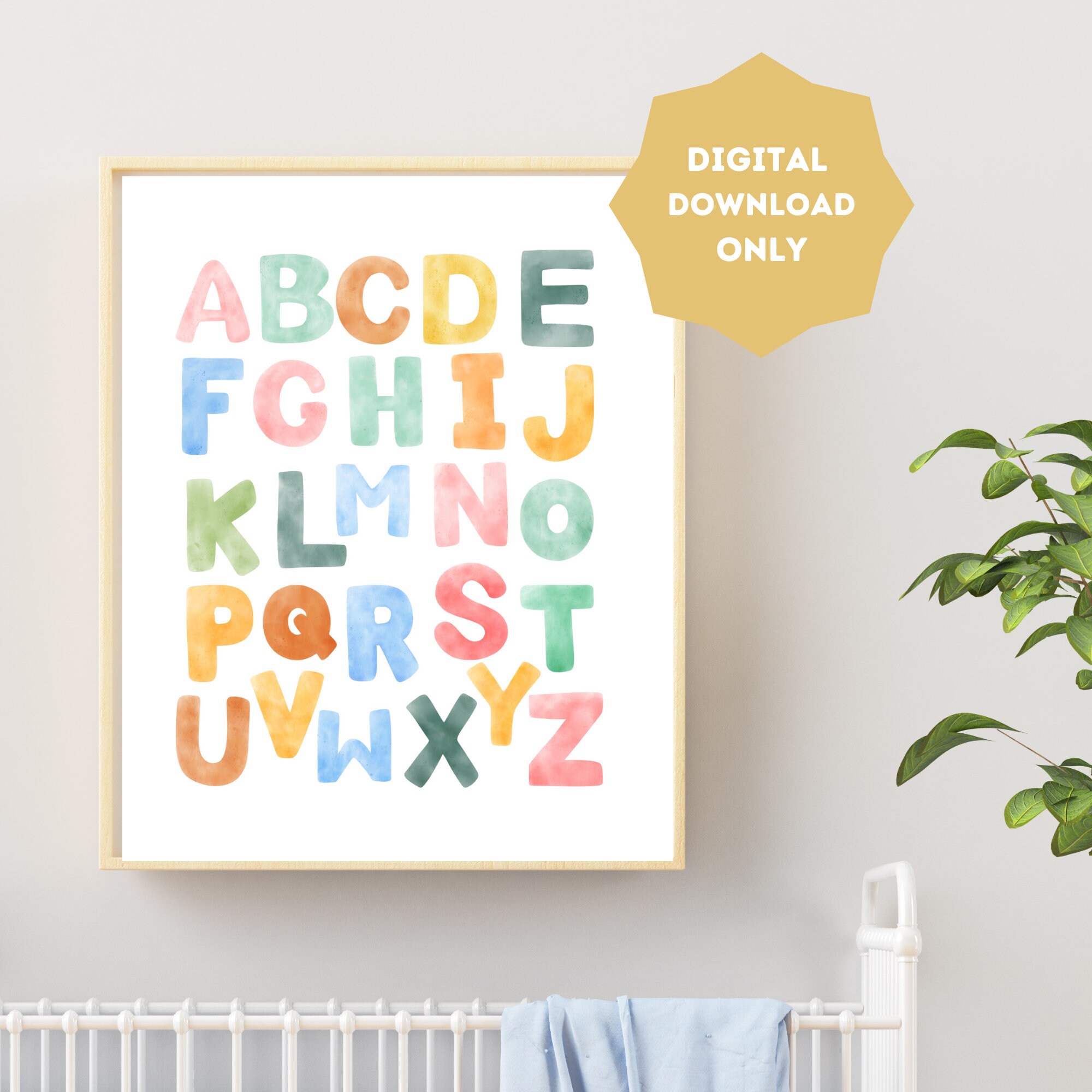 Watercolor Bubble Alphabet Poster - Colorful, Modern Nursery Printable ...