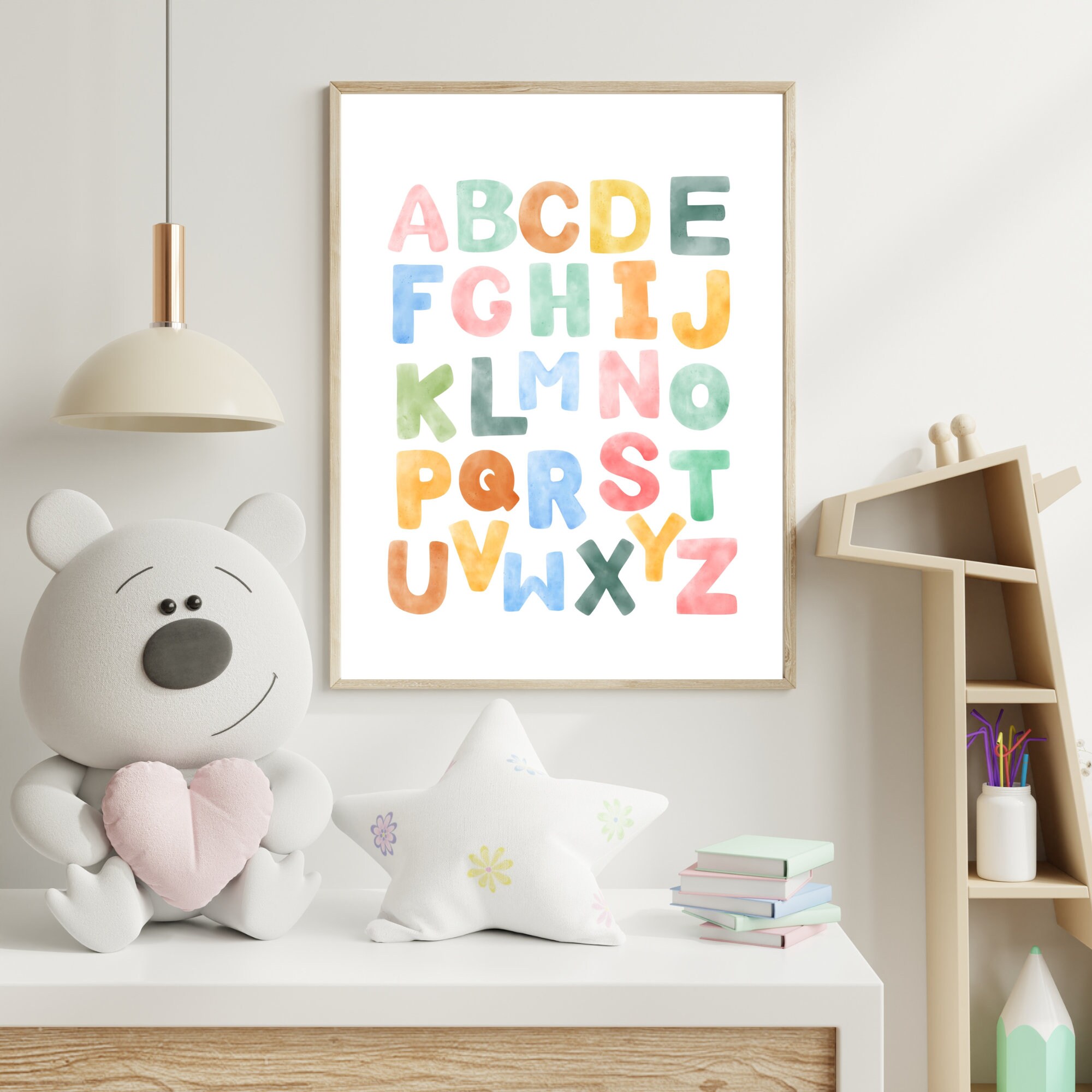 Watercolor Bubble Alphabet Poster Colorful Modern Nursery - Etsy