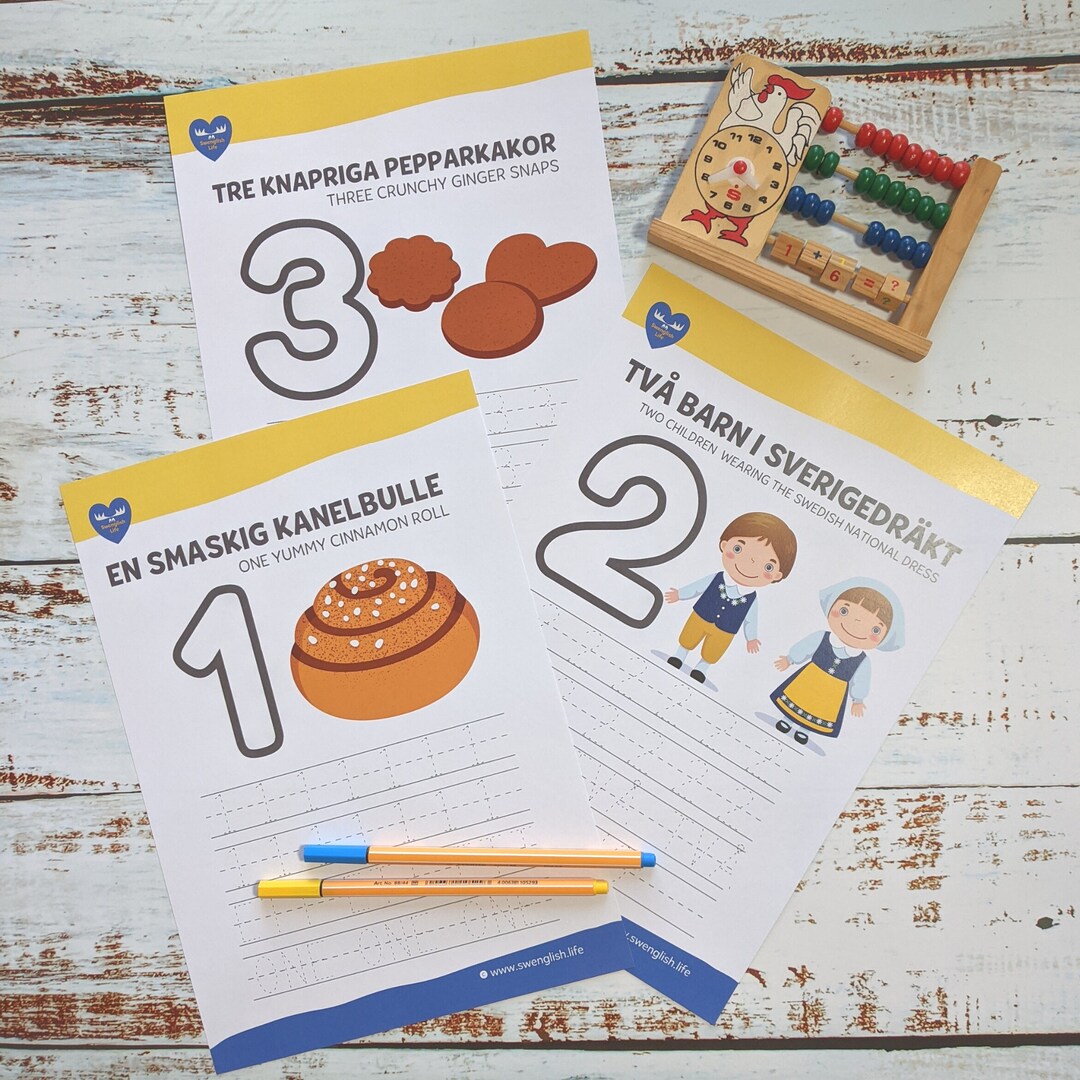 Sweden Counting and Numbers Fun Tracing Worksheets for Kids ages 3 - Etsy