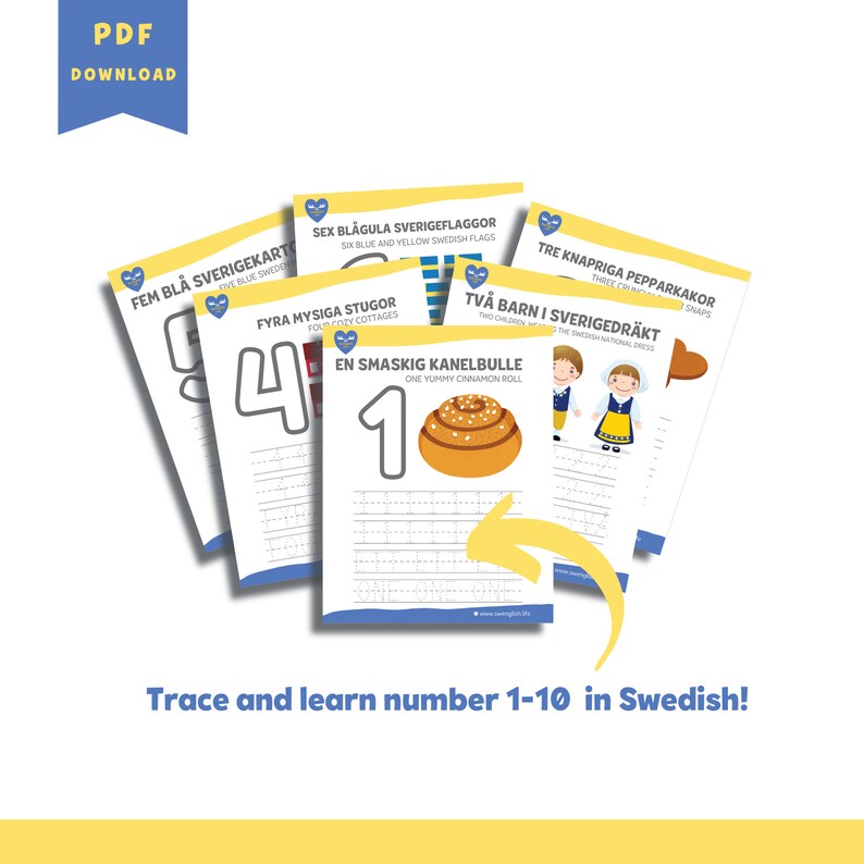 Sweden Counting and Numbers Fun Tracing Worksheets for Kids ages 3 - Etsy