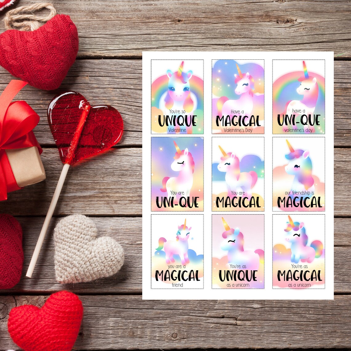 Printable Unicorn Valentines Day Cards for Kids Classroom Valentines ...