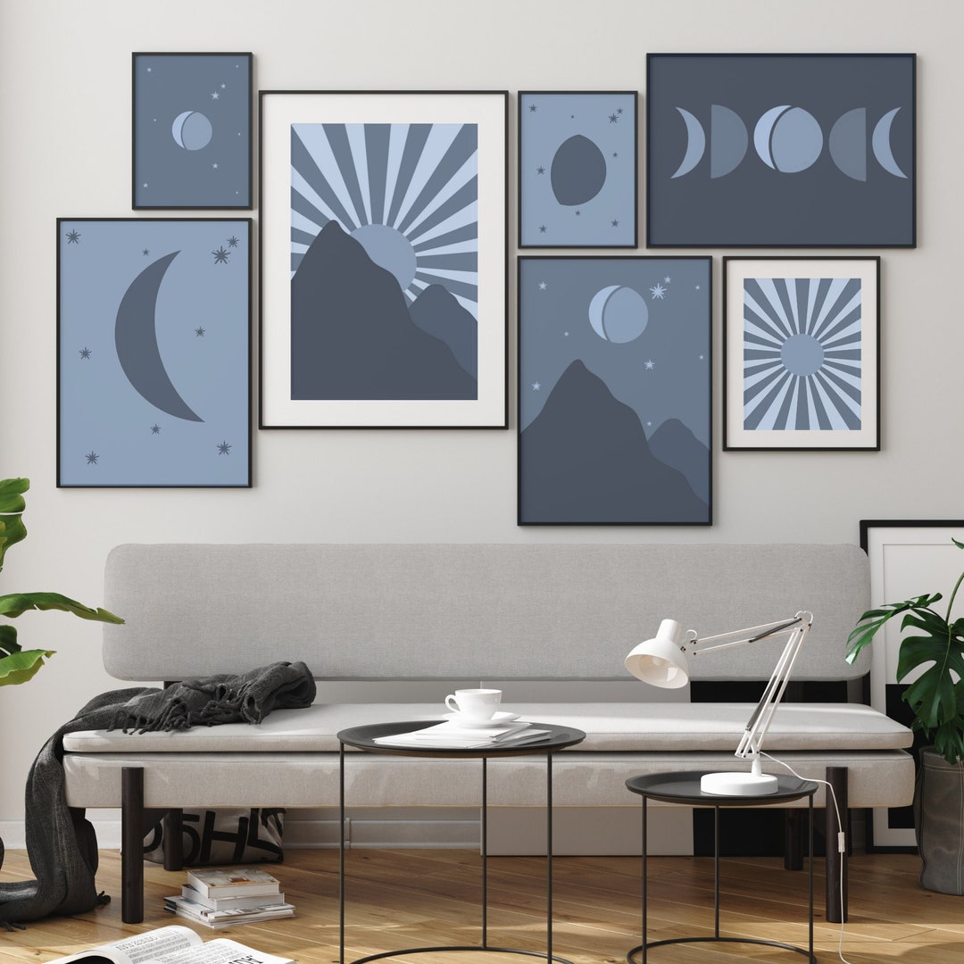 Boho Print Bundle, Set of 7 Gallery Wall Art Prints, Modern Abstract ...