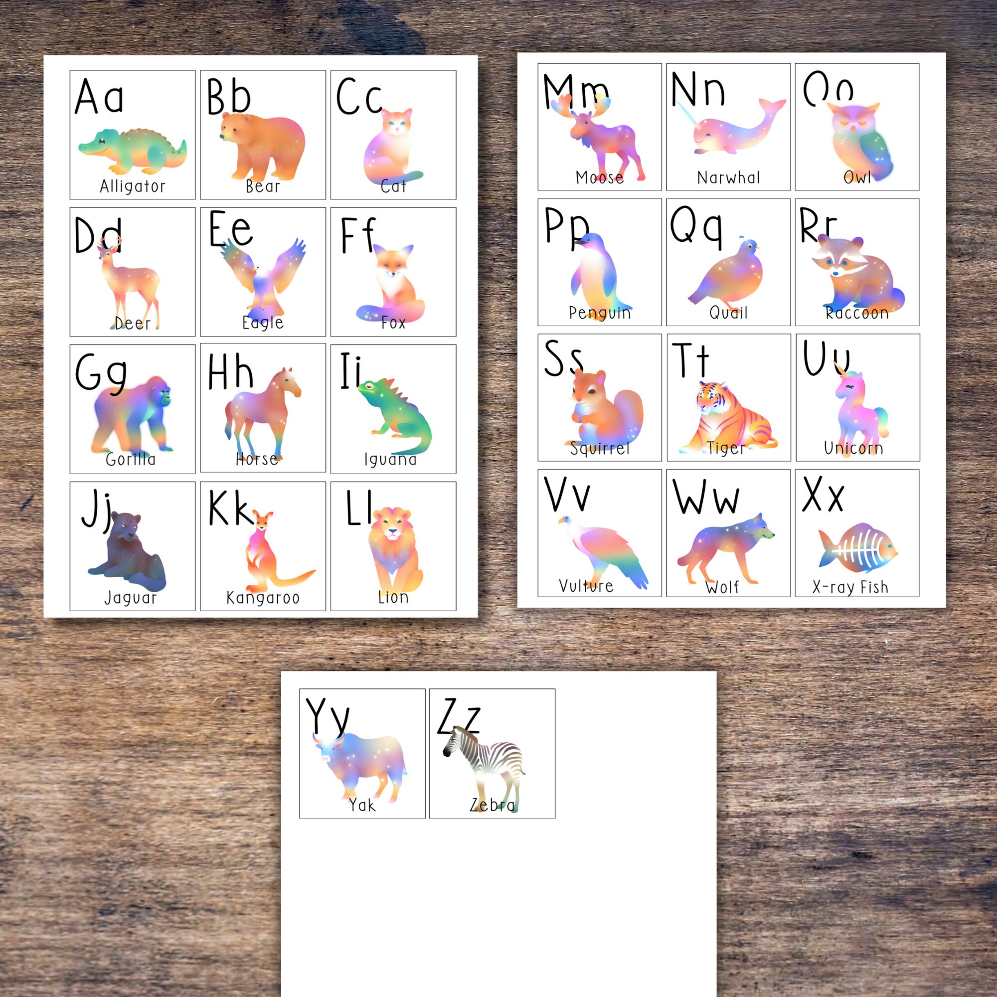 Printable Preschool and Kindergarten Animal Alphabet Flash - Etsy