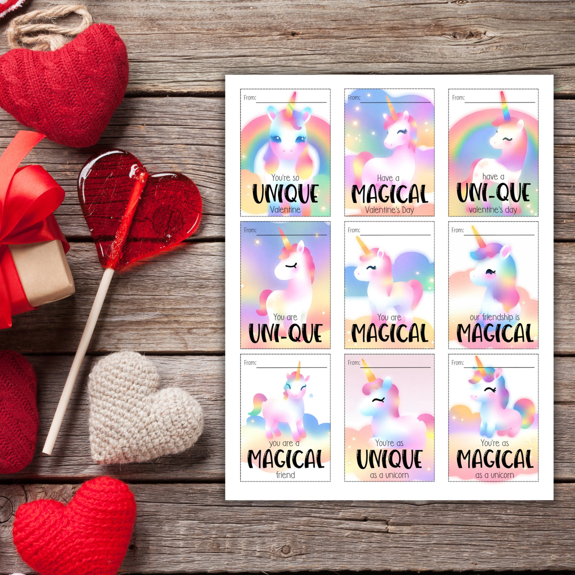 Printable Unicorn Valentines Day Cards for Kids Classroom Valentines ...