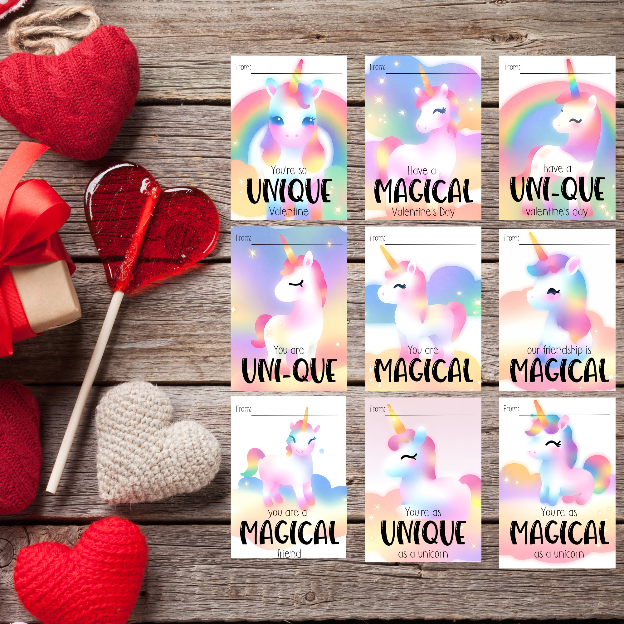 Printable Unicorn Valentines Day Cards for Kids Classroom Valentines ...