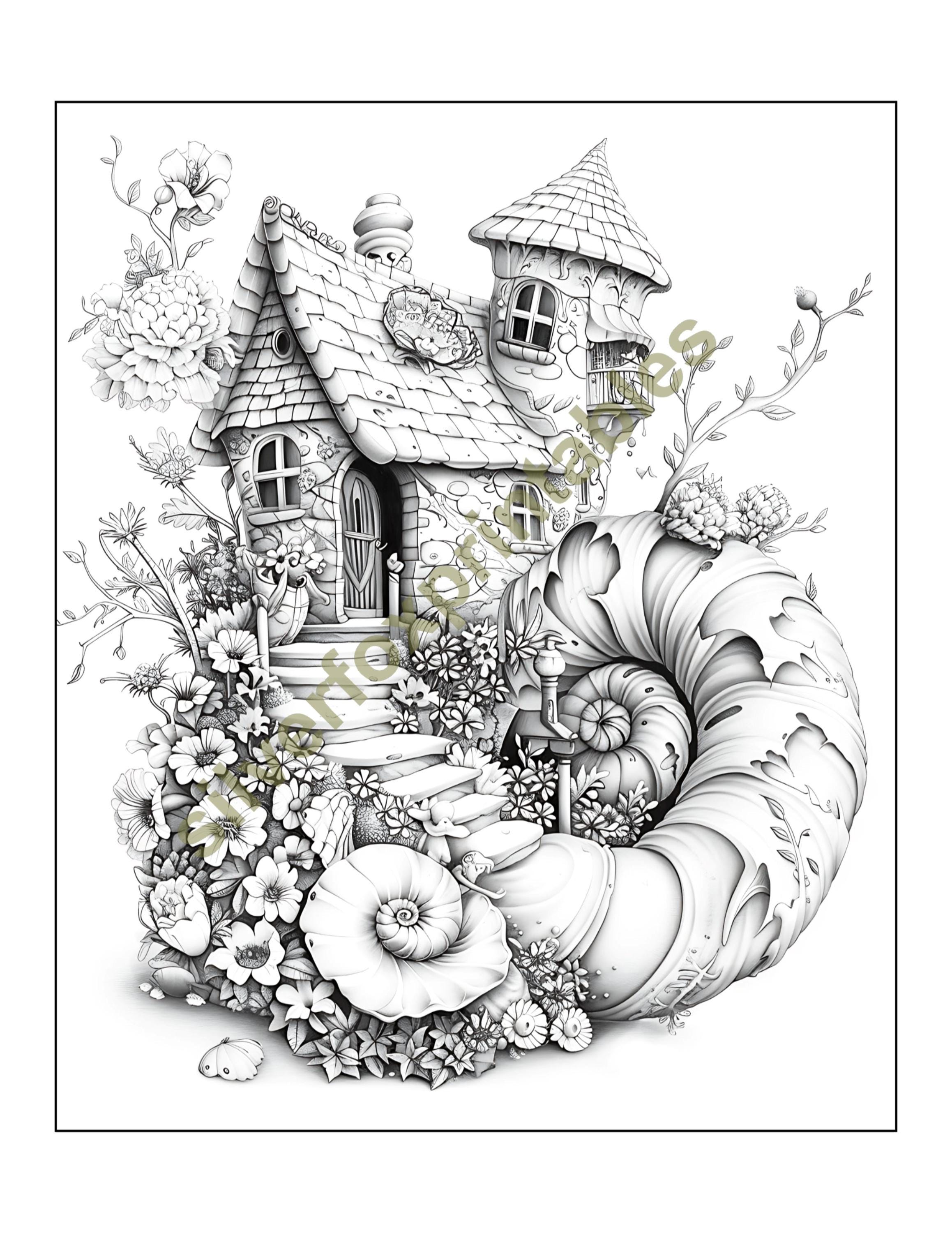 36 Tiny Houses in Seashell Coloring Pages | Printable Adults Kids ...