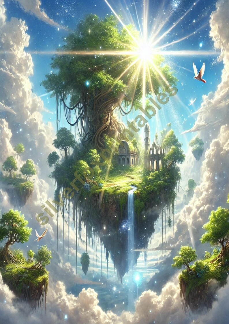 FT0015 Floating Islands Coloring Pages, Printable PDF Adults Kids ...