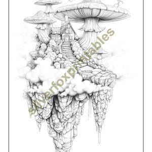FT0015 Floating Islands Coloring Pages, Printable PDF Adults Kids ...