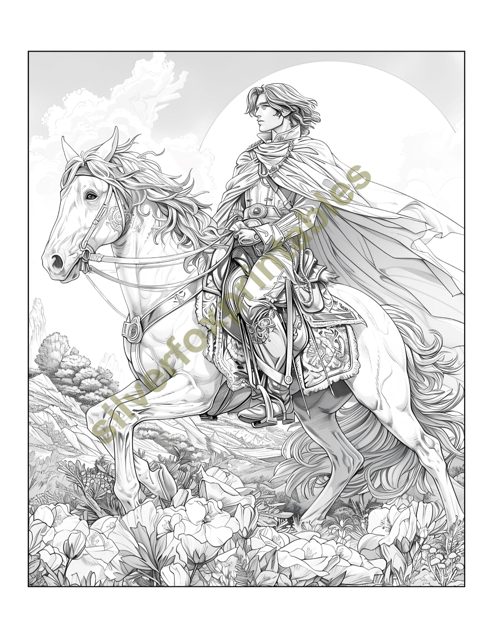 FT0002 Secret Prince Coloring Pages, Printable PDF Adults Kids Coloring ...