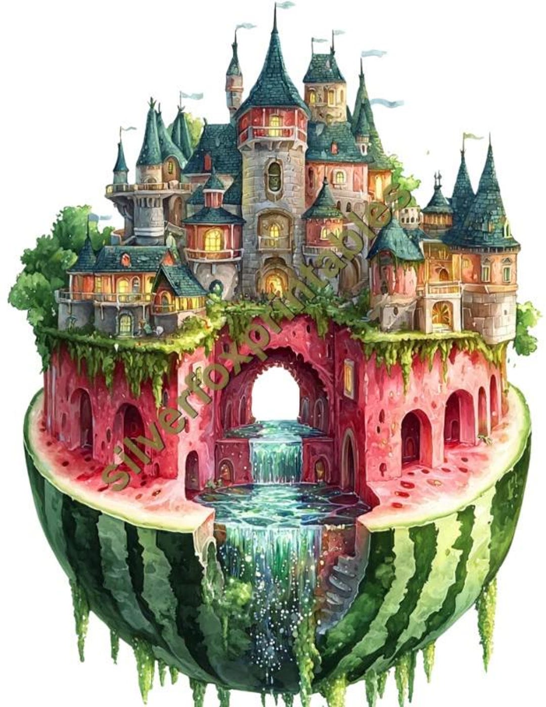 61 Water Melon Houses Coloring Pages, Printable PDF Adults Kids ...