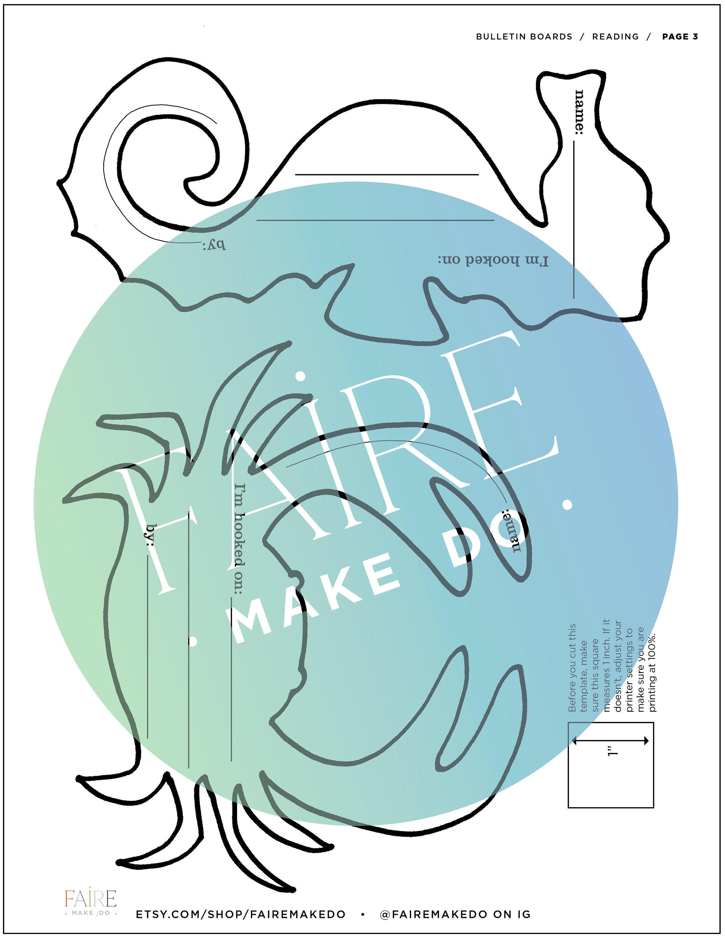 Reading Bulletin Board Template Kit / Sea Themed : Instant Download ...