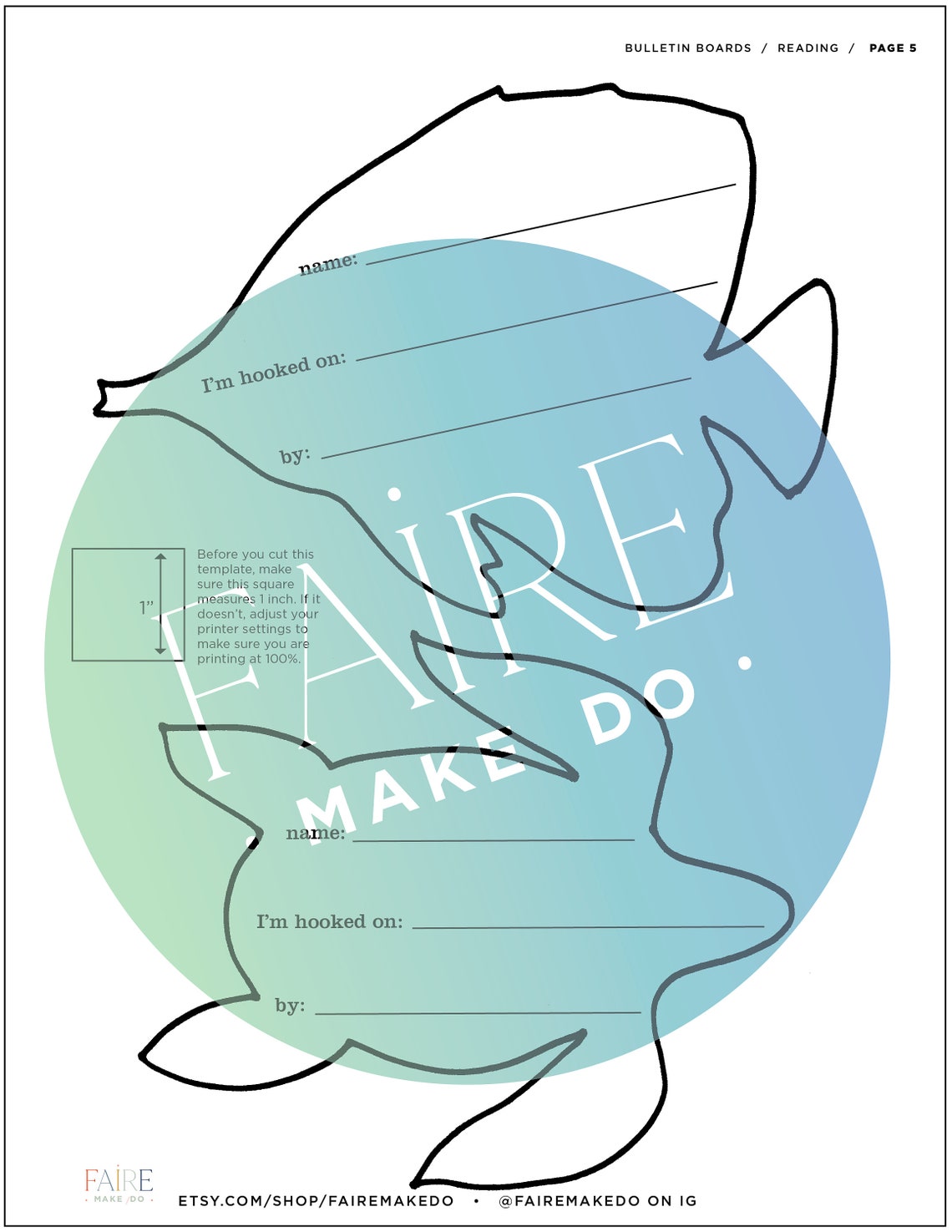 Reading Bulletin Board Template Kit / Sea Themed : Instant Download ...