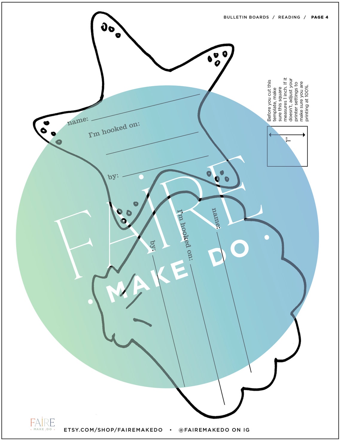 Reading Bulletin Board Template Kit / Sea Themed : Instant Download ...