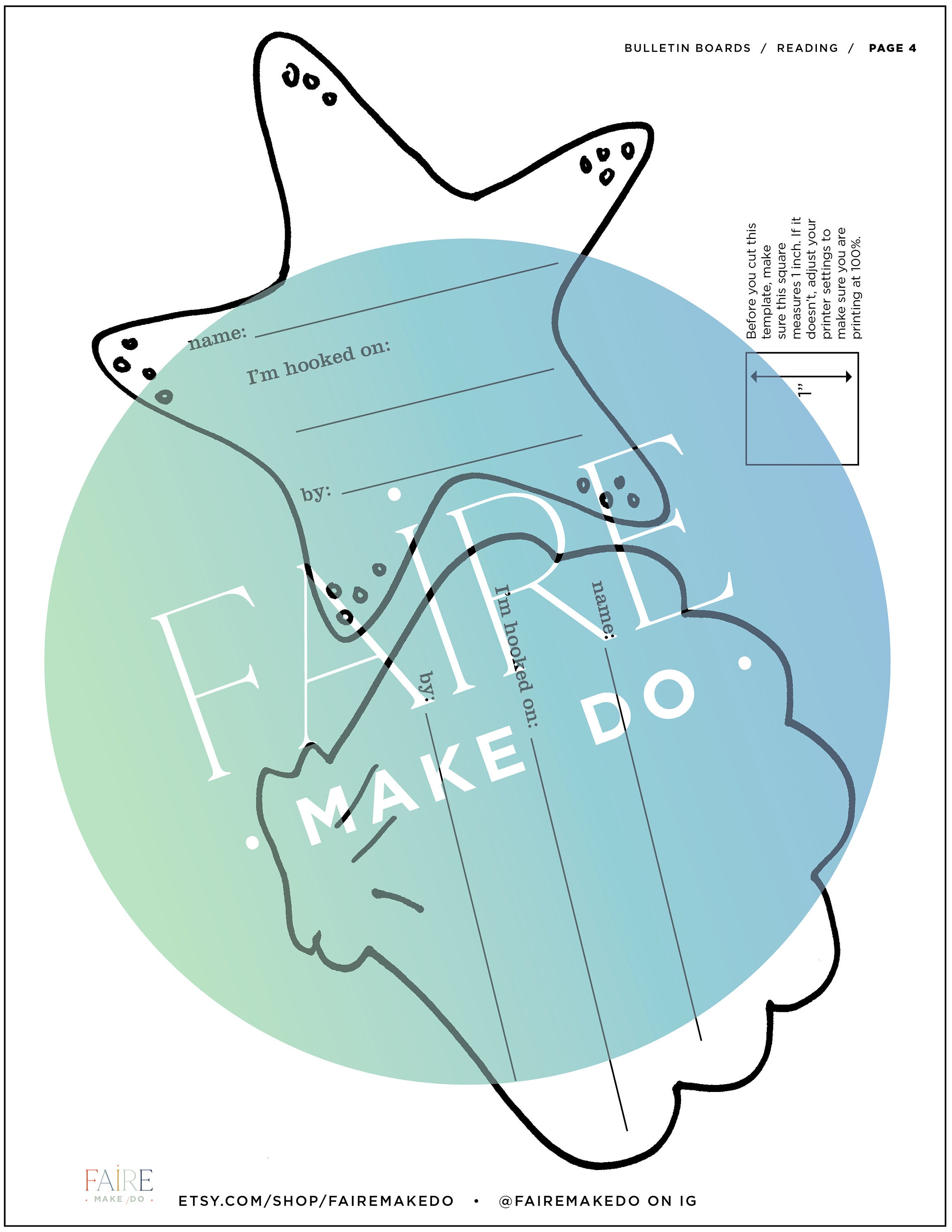 Reading Bulletin Board Template Kit / Sea Themed : Instant Download ...