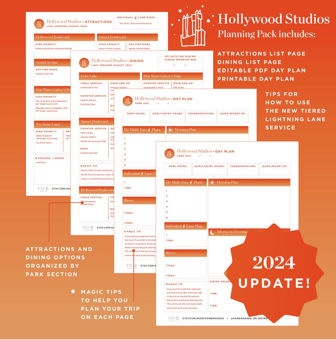 2024 UPDATE! Printable Editable Vacation Planning Pack: Hollywood ...