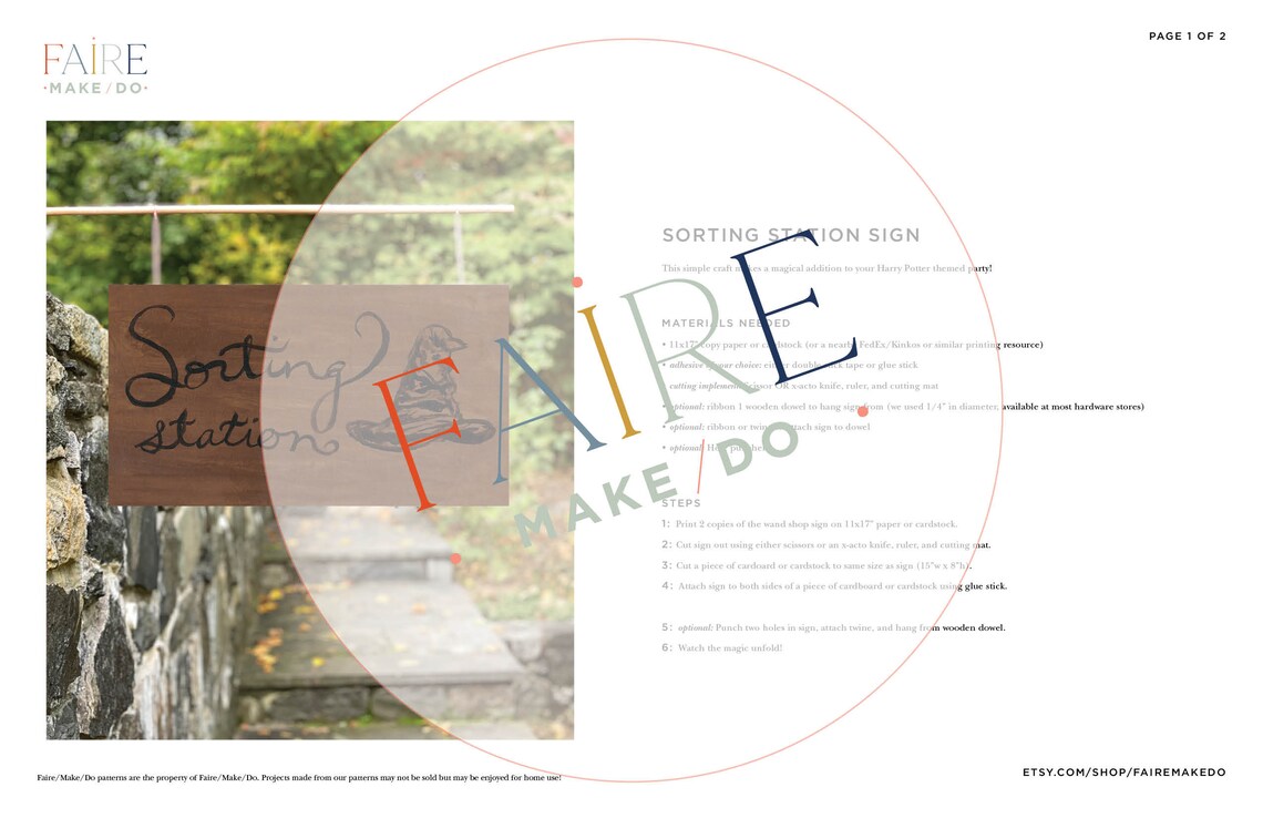 Printable PDF Sorting Station Sign, Diagon Alley, HP Party, Gryffindor ...