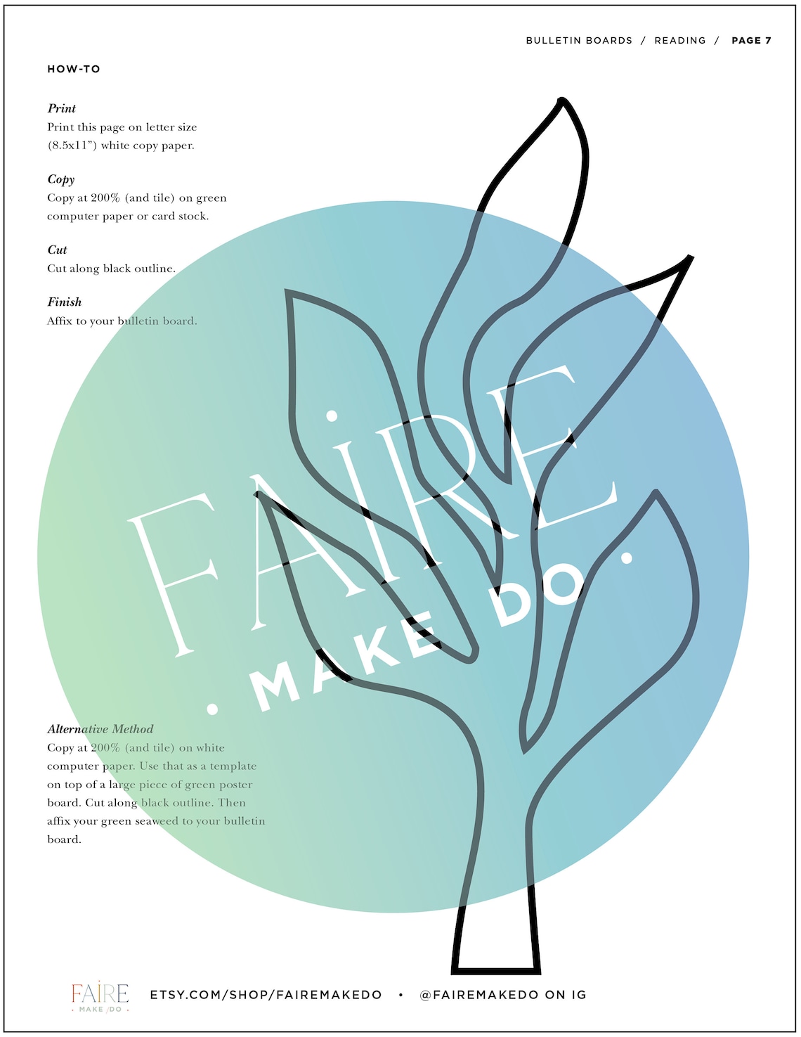 Reading Bulletin Board Template Kit / Sea Themed : Instant Download ...