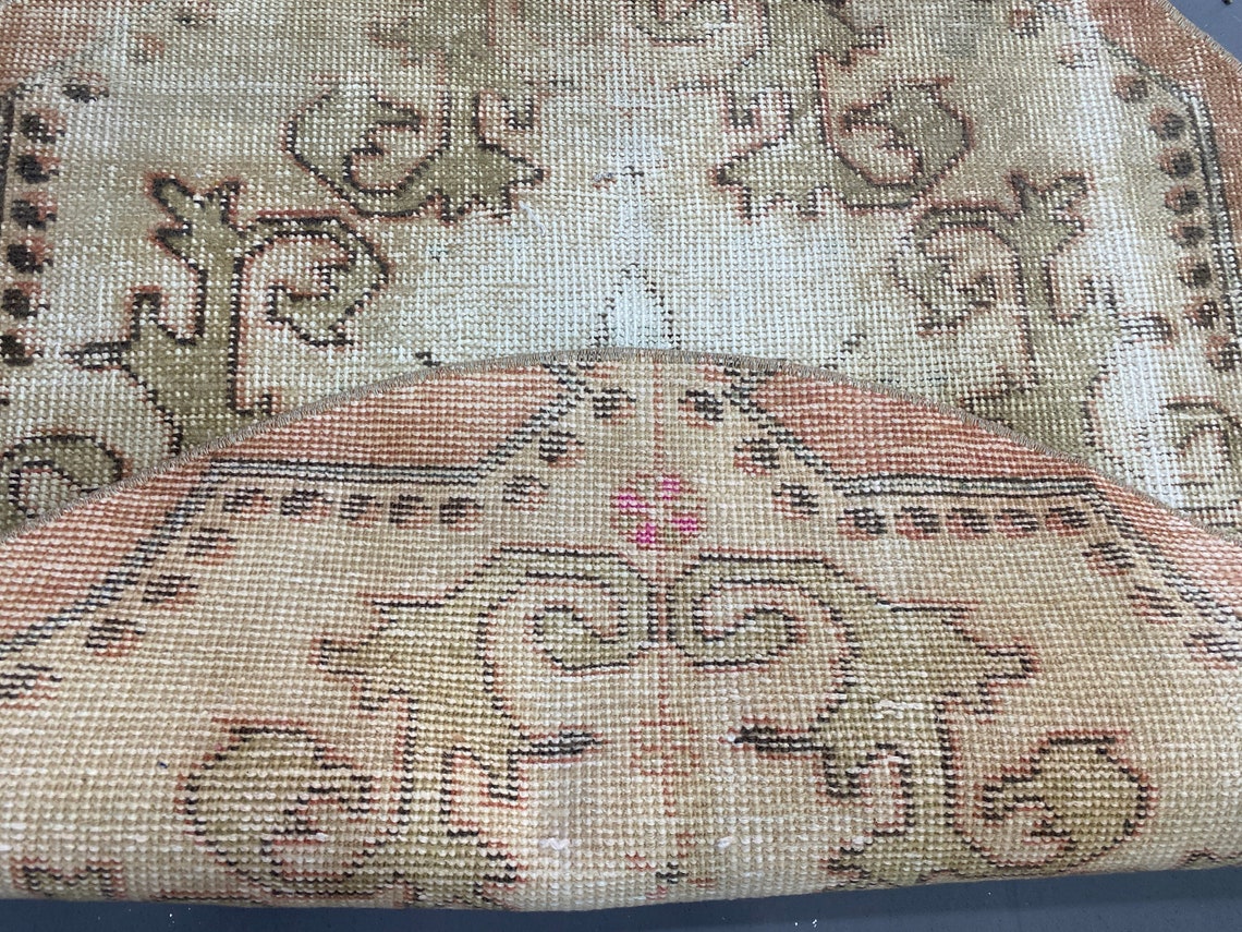 Round Rug, Neutral Rug, Small Rug, Doormat Rug, Vintage Area Rug, Hand ...