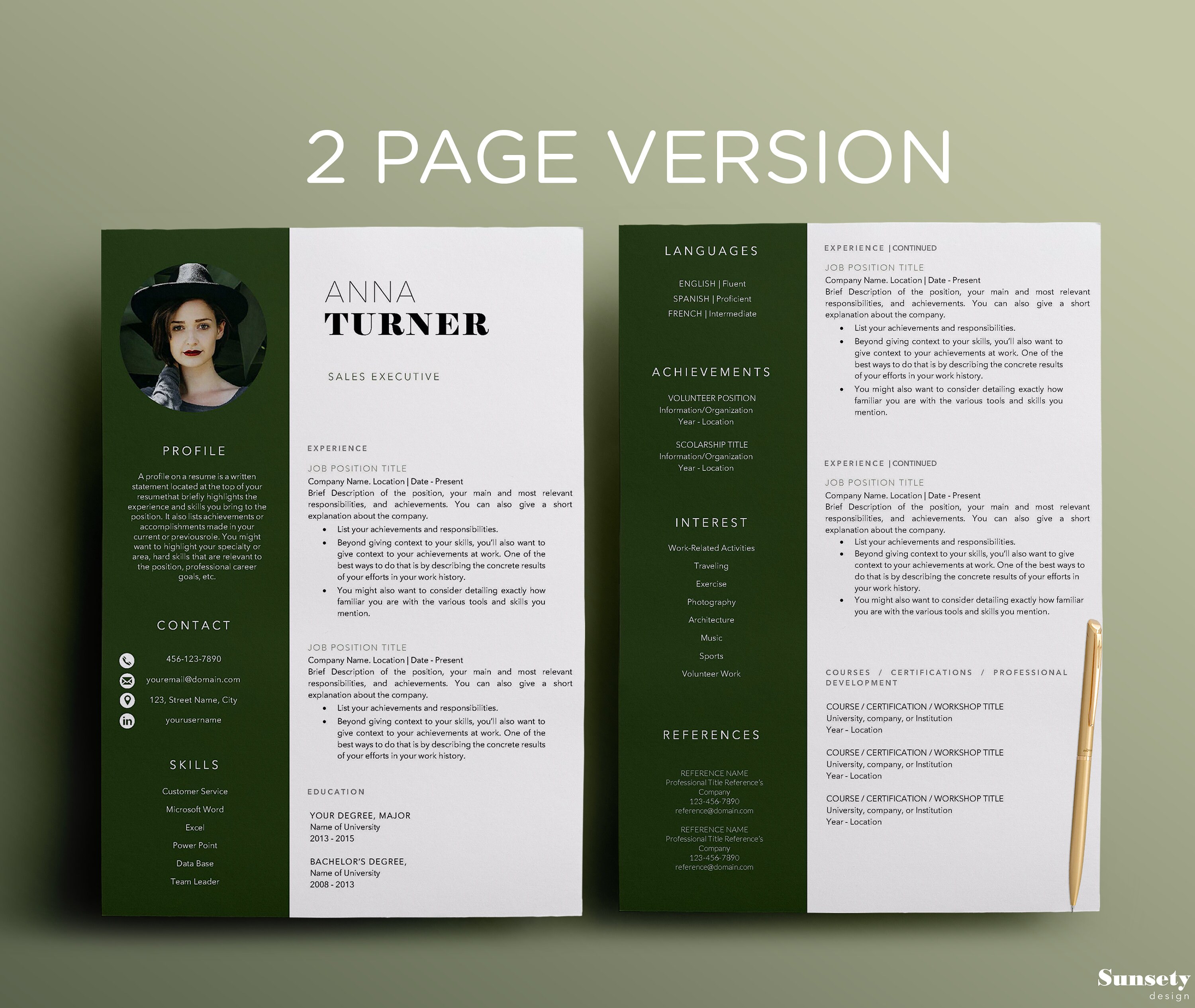 Professional Resume Template for Microsoft Word With Cover Letter ...