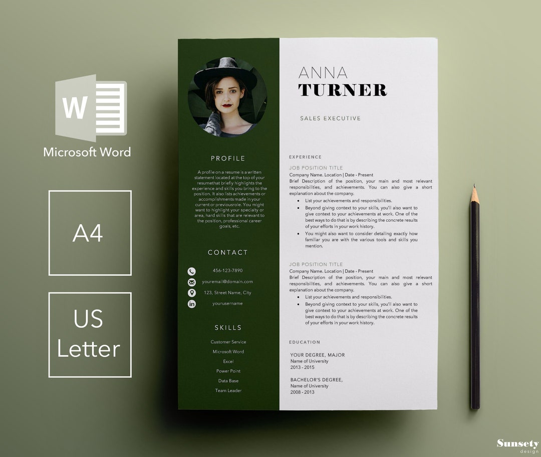 Professional Resume Template for Microsoft Word With Cover Letter ...