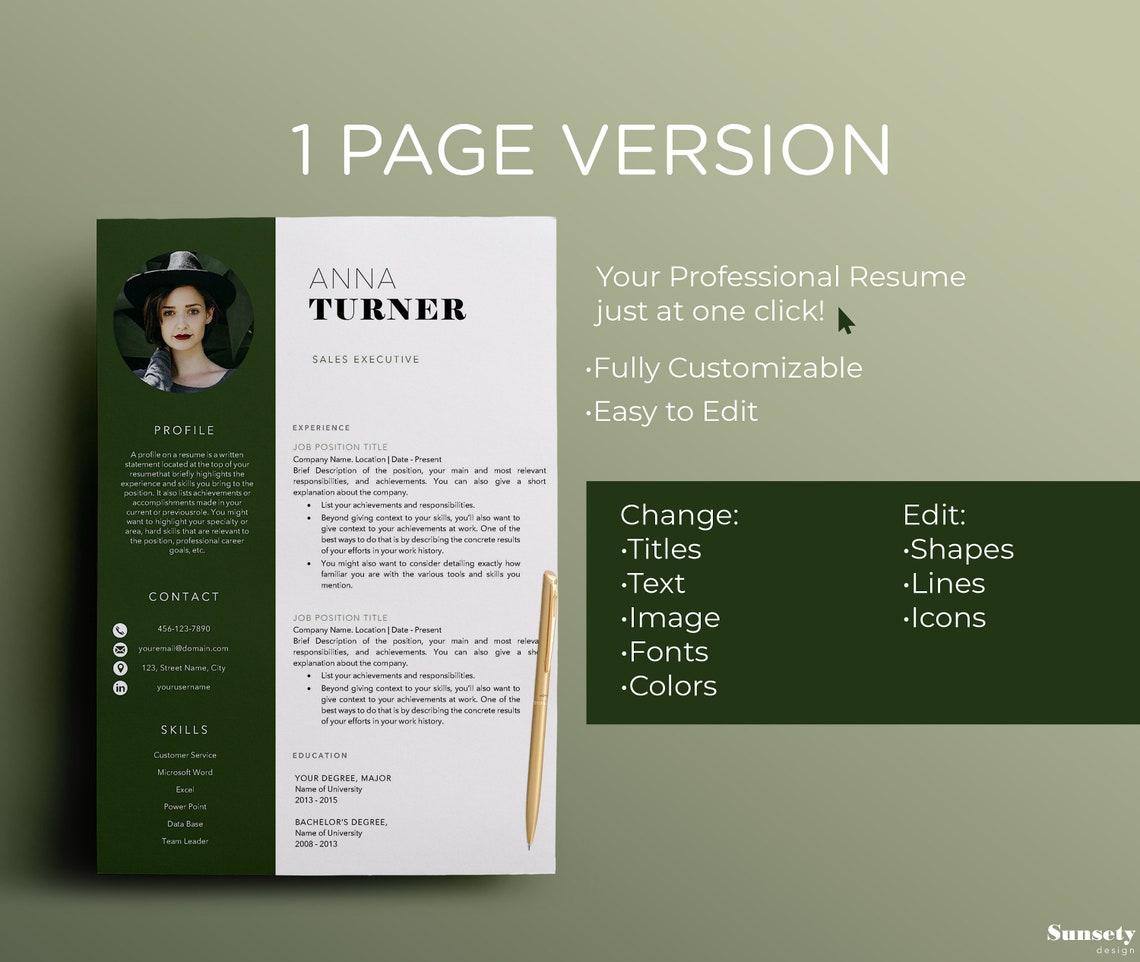 Professional Resume Template for Microsoft Word With Cover Letter ...