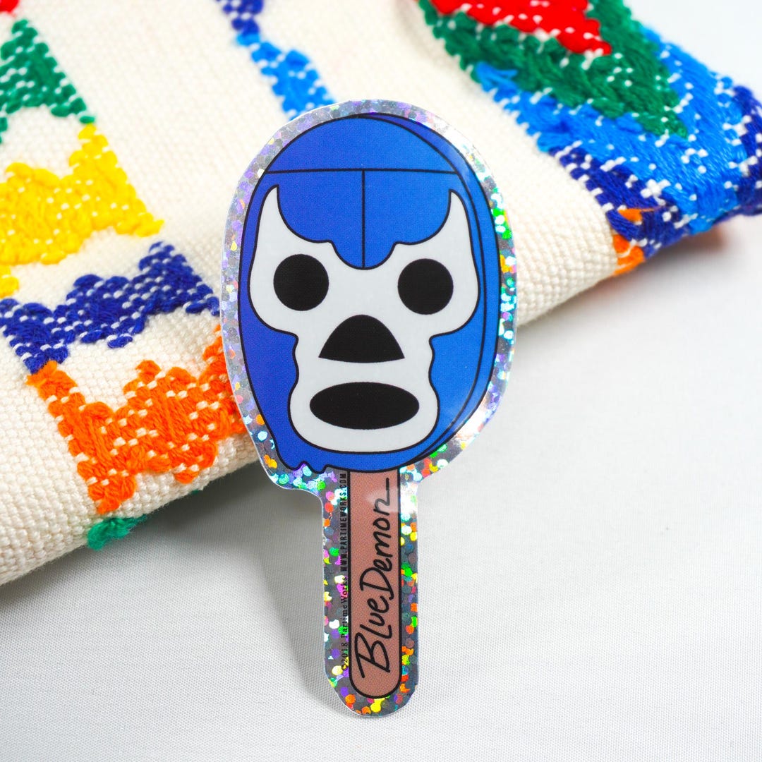 Blue Demon Paleta De Nieve 3" Holographic Sticker, Mucha Lucha, Blue ...
