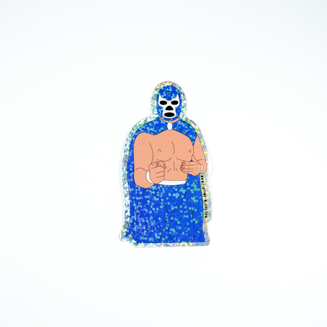 Blue Demon 3 Holographic Sticker, ,mucha Lucha, Blue Demon Luchador ...