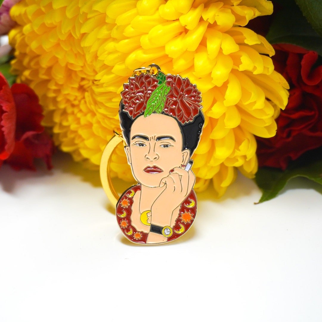 Frida Kahlo Inspired Keychain, Latina, Love, Gift, Gold Color Keychain ...