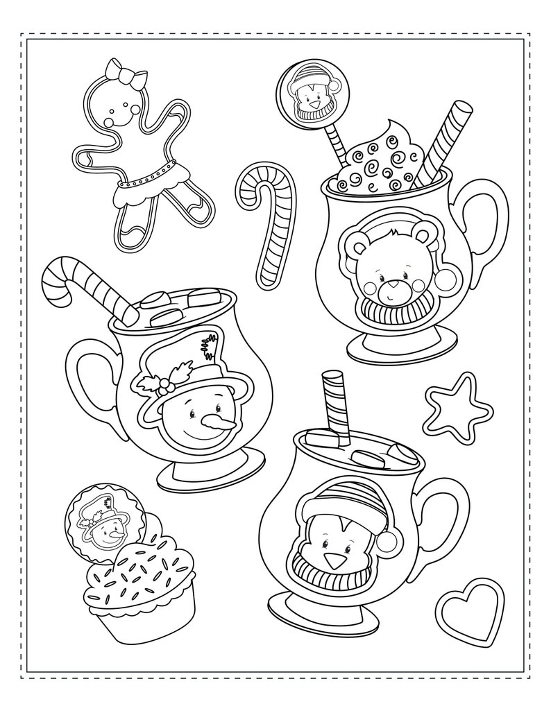 Cocoa and Cookies Coloring Pages - Digital Printable - Fun for Adults ...