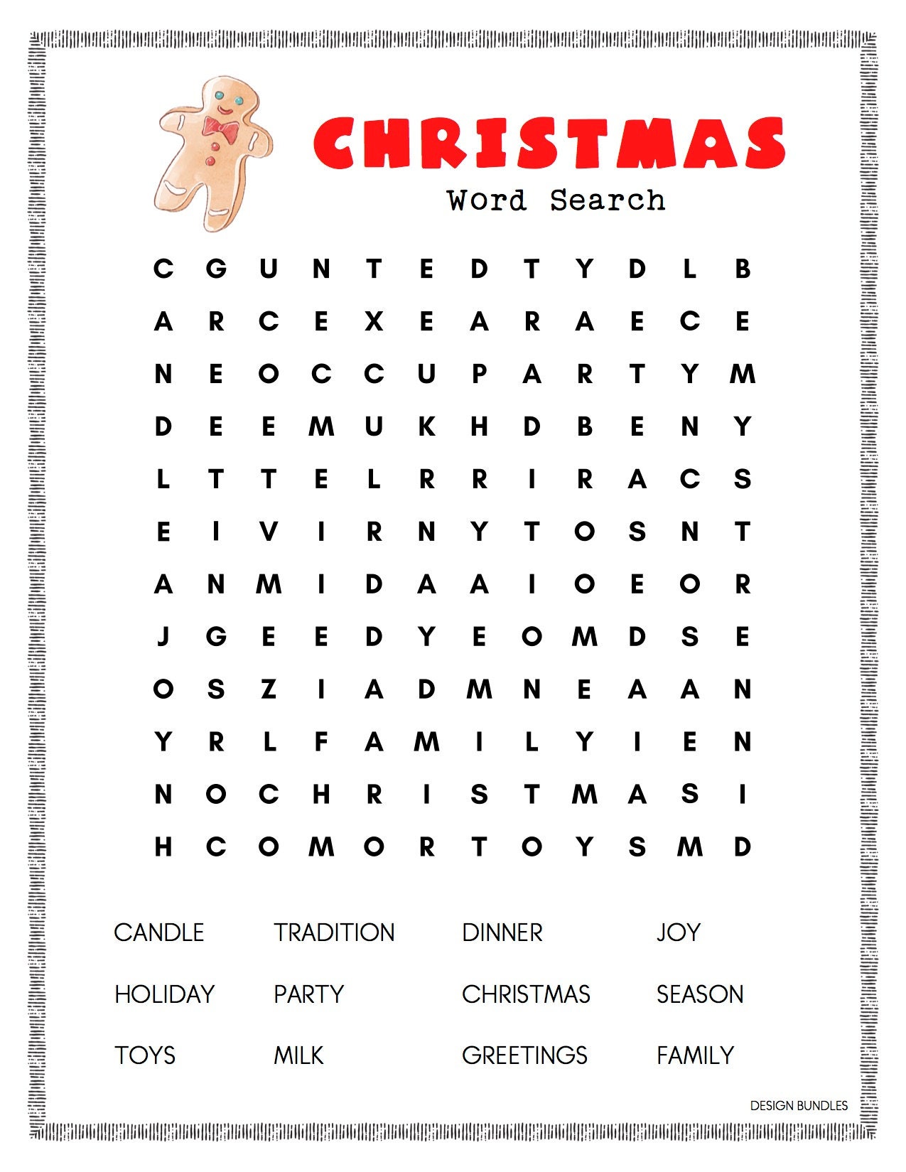 Christmas Word Search Printable Activity for All Ages Adults and Kids ...