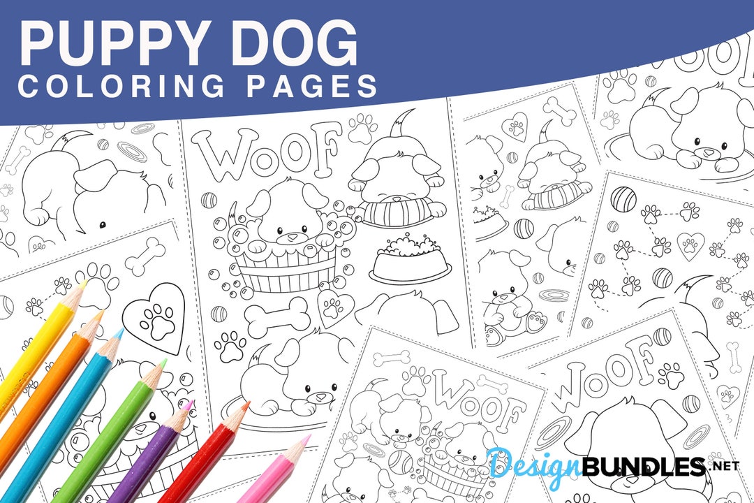 Set of 8 Puppy Dog Coloring Pages - Etsy