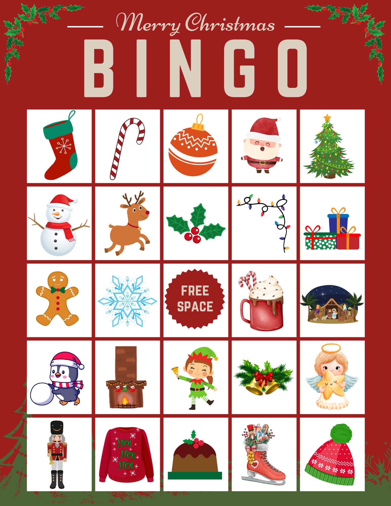 Christmas Bingo Fun, Games, Family, Gamenight, Santa Claus, Reindeer ...