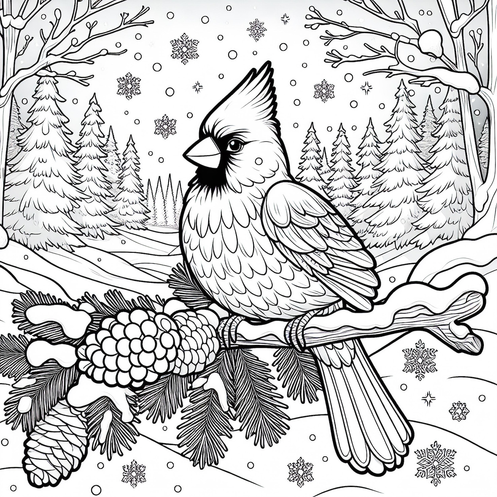 Cardinal Coloring Page Digital Download Coloring Page - Etsy