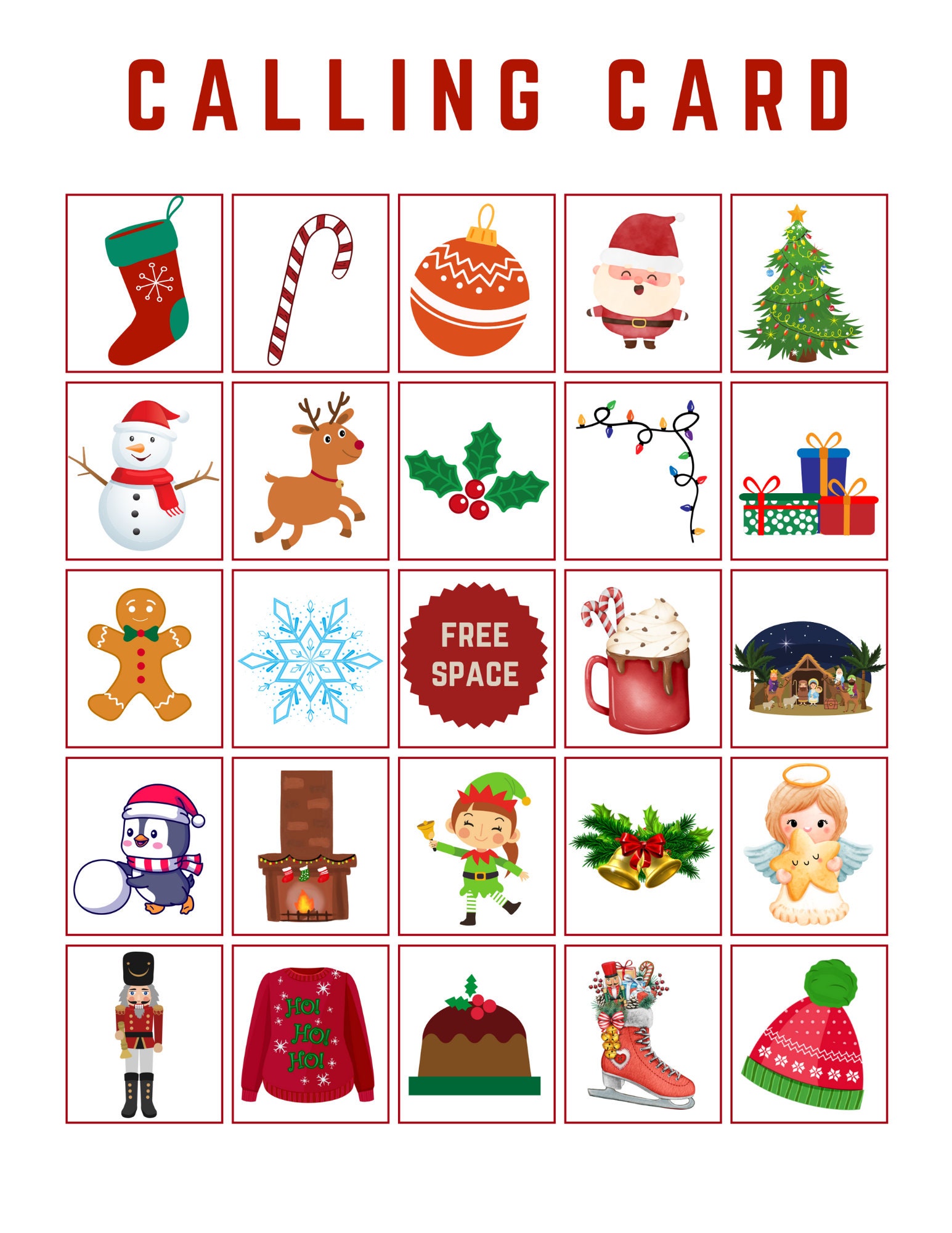 Christmas Bingo Fun, Games, Family, Gamenight, Santa Claus, Reindeer ...
